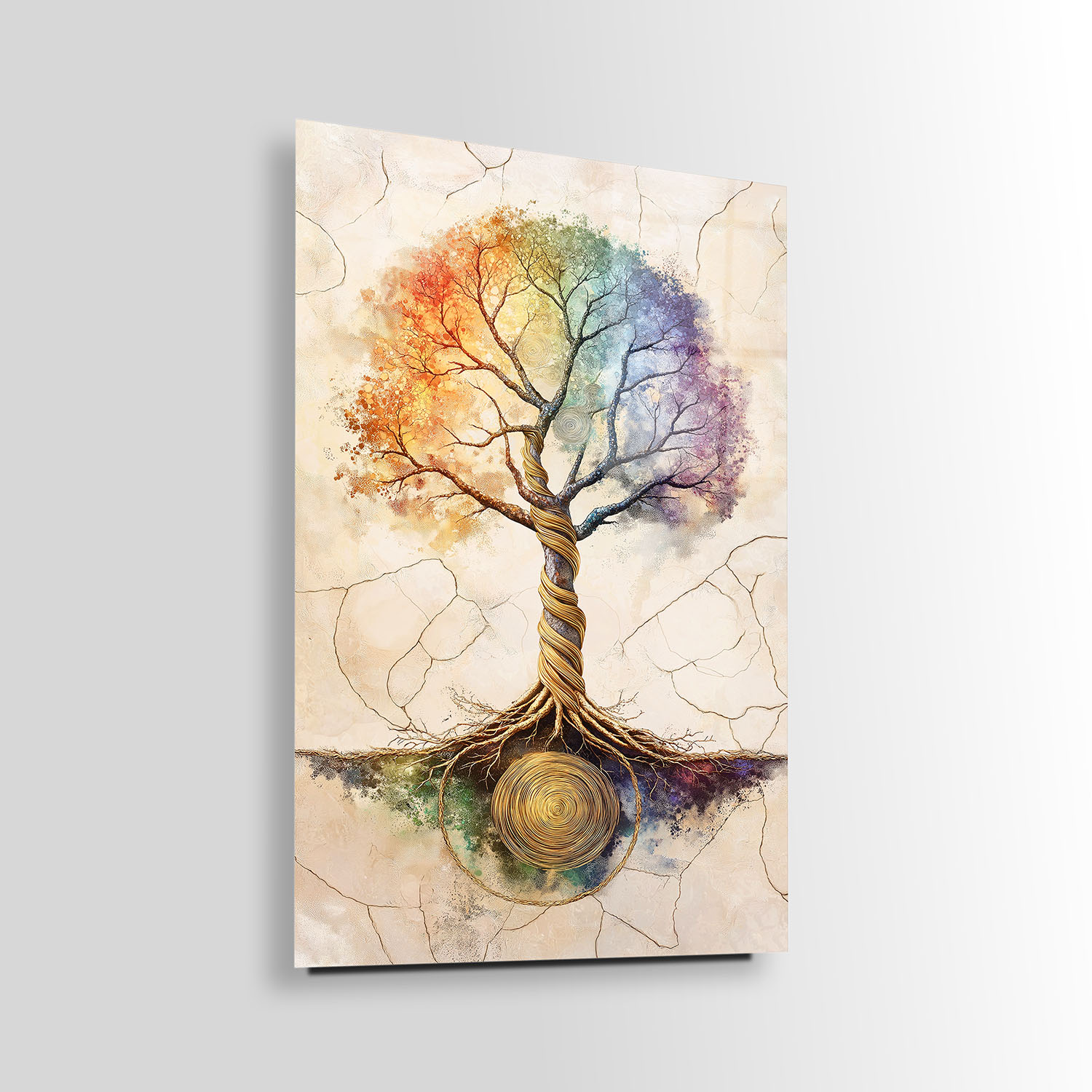 Renkli Hayat Ağacı Cam Tablo